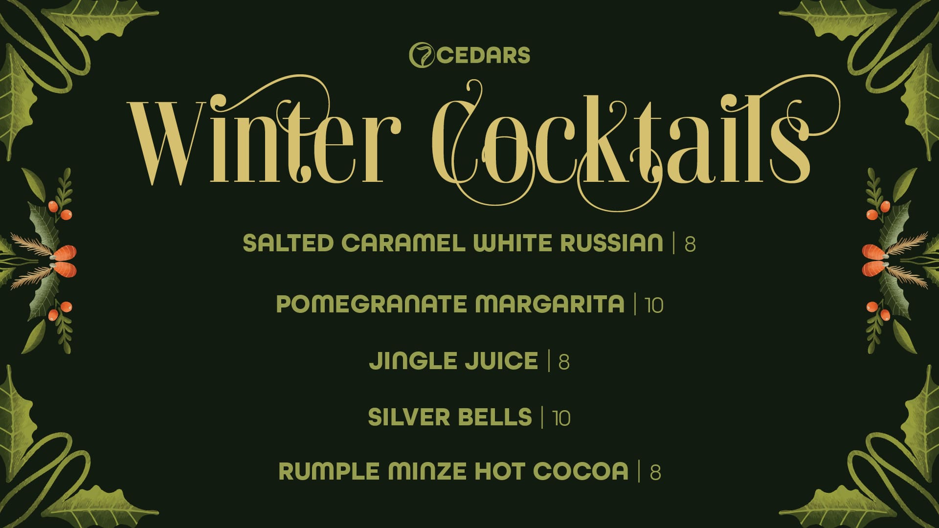Winter Cocktails | 7 Cedars Casino