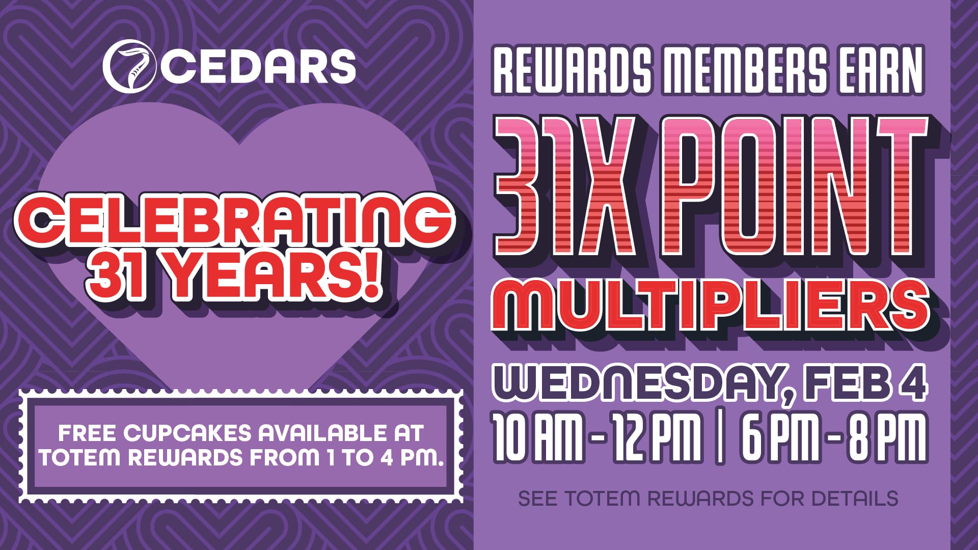 31X Point Multiplier | 7 Cedars Casino